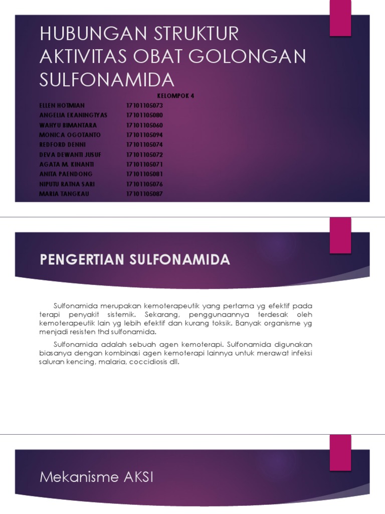 Hubungan Struktur Aktivitas Obat Golongan Sulfonamida Fixxxx | PDF ...