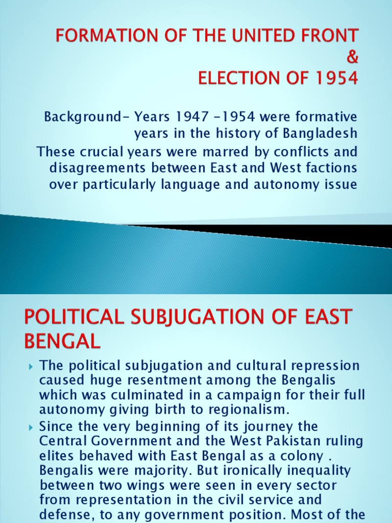 Formation of The United Front | PDF | Pakistan | Bangladesh