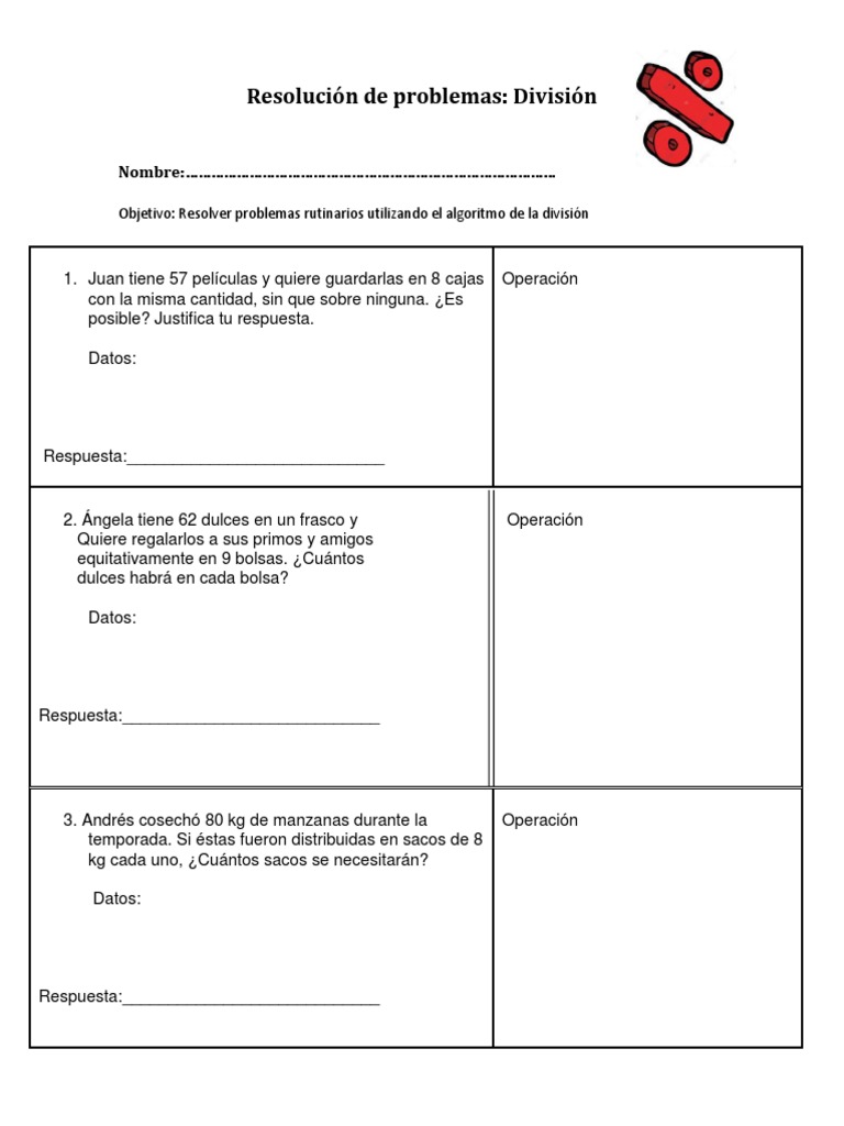 Problemas-De-Division - 3 Basico | PDF