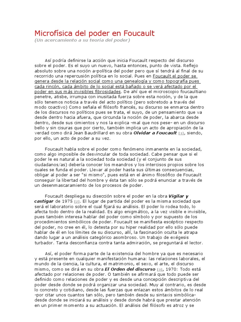 Microfísica Del Poder en Foucault | PDF | Ciencias sociales