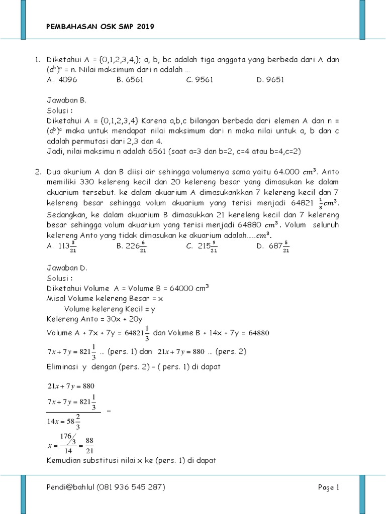 Solusi OSK SMP 2019 | PDF