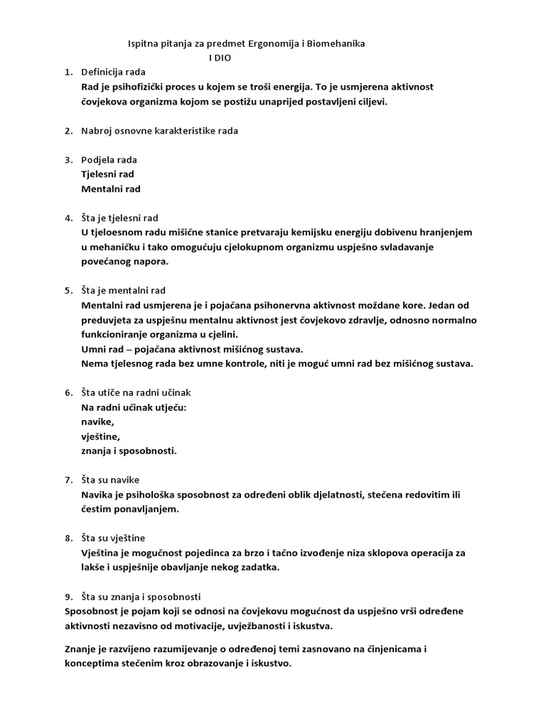 Ergonom - Prva Parcijala | PDF