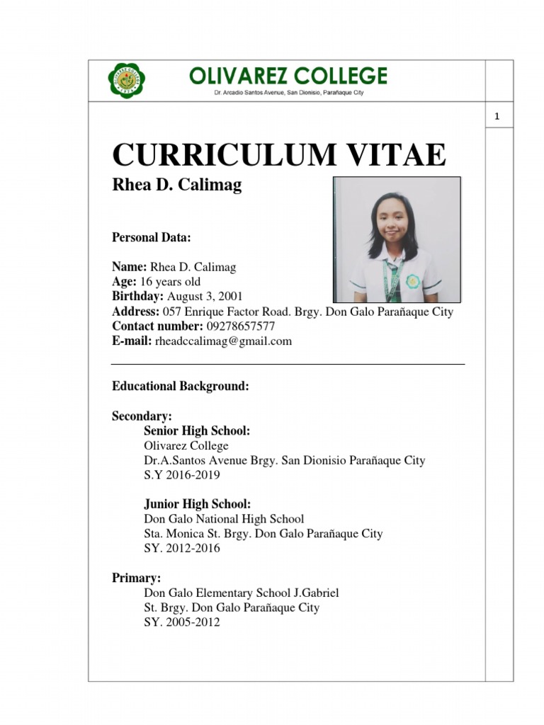 Curriculum Vitae | PDF | Students | Schools
