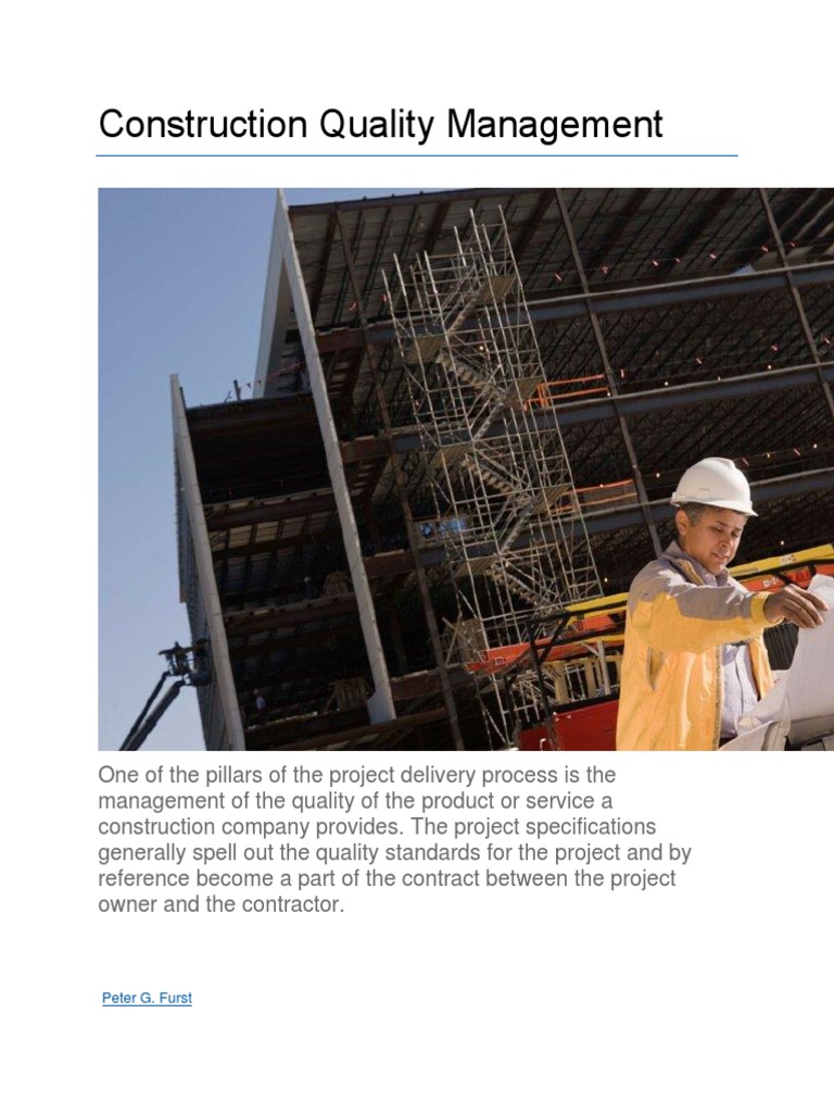 Construction Quality Management. 1 | PDF | Quality Assurance | Quality ...