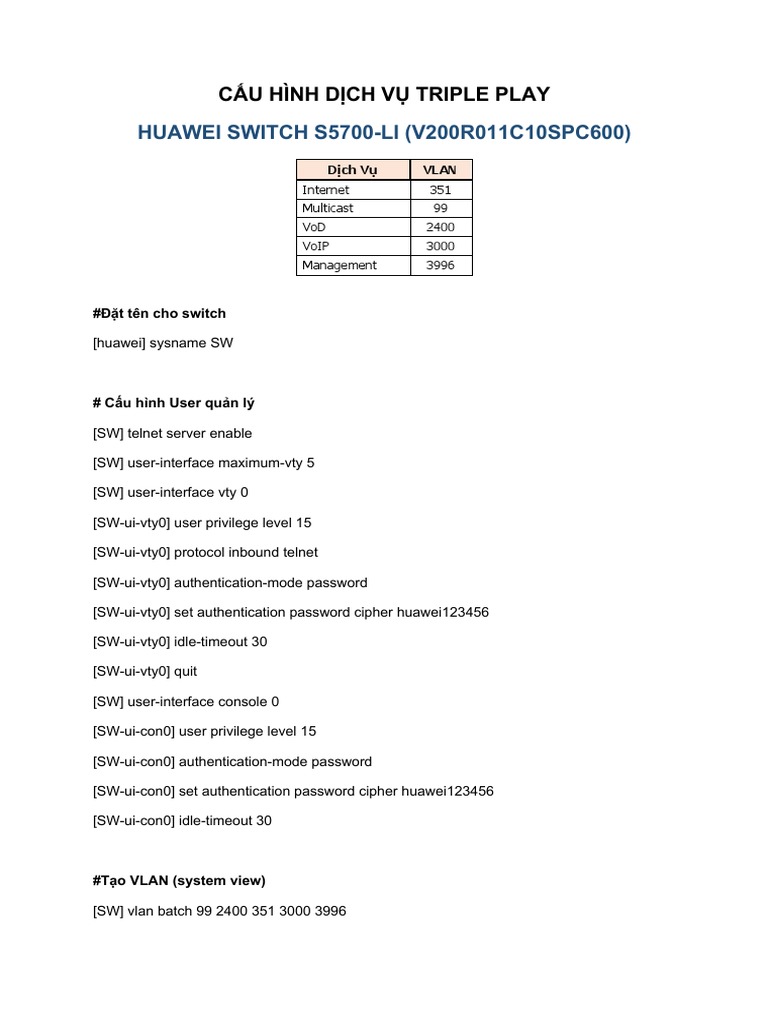 Huawei S5700 Triple Play Config Guide | PDF | Ip Address | Computer ...