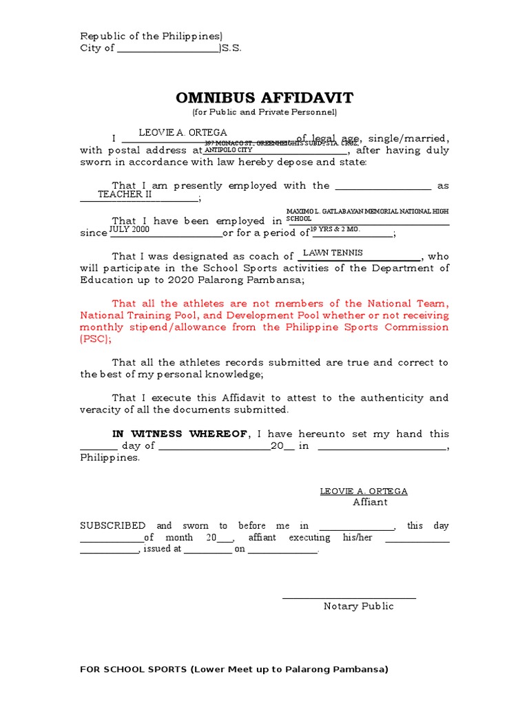 2020 Omnibus Affidavit | PDF