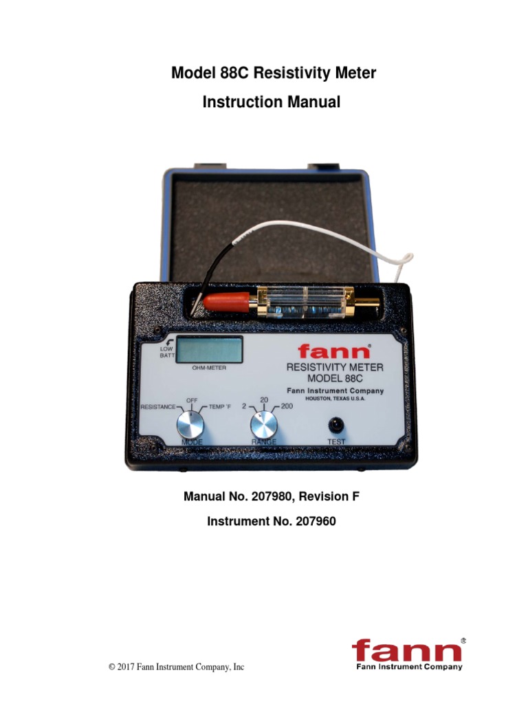 Resistivity Meter Model 88C | Sodium Chloride | Electrical Resistivity ...