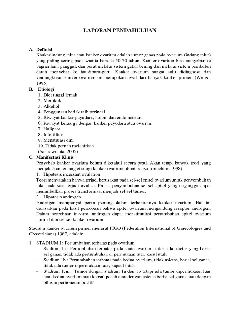 LP CA Ovarium' | PDF | Pengembangan Diri | Kesehatan Holistik