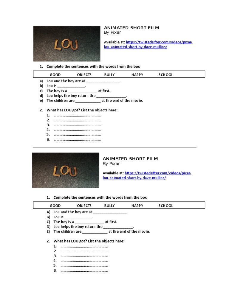 Animated Short Film Lou | PDF