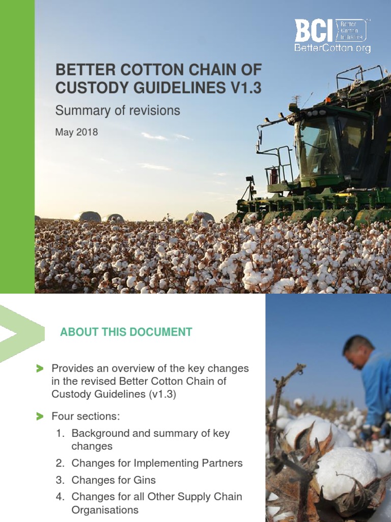 Better Cotton Chain of Custody v1.3 Summary of Changes 2018 | PDF ...