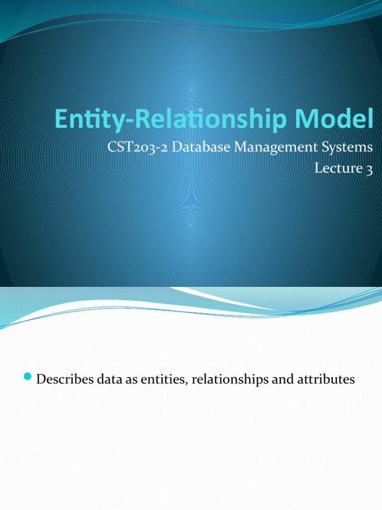 Entity-Relationship Model: CST203-2 Database Management Systems | PDF | Databases | Database Design