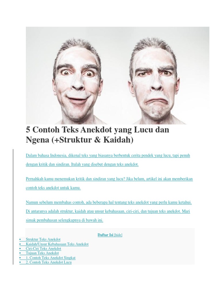 5 Contoh Teks Anekdot Yang Lucu Dan Ngena | PDF