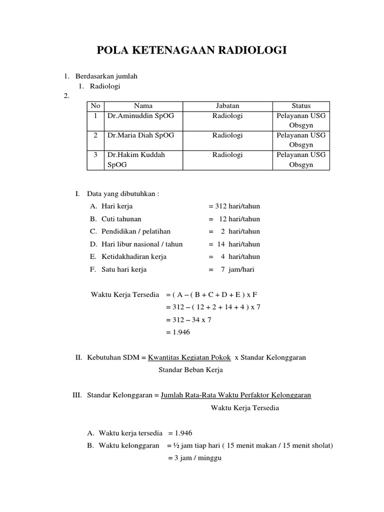 Pola Ketenagaan Radiologi | PDF