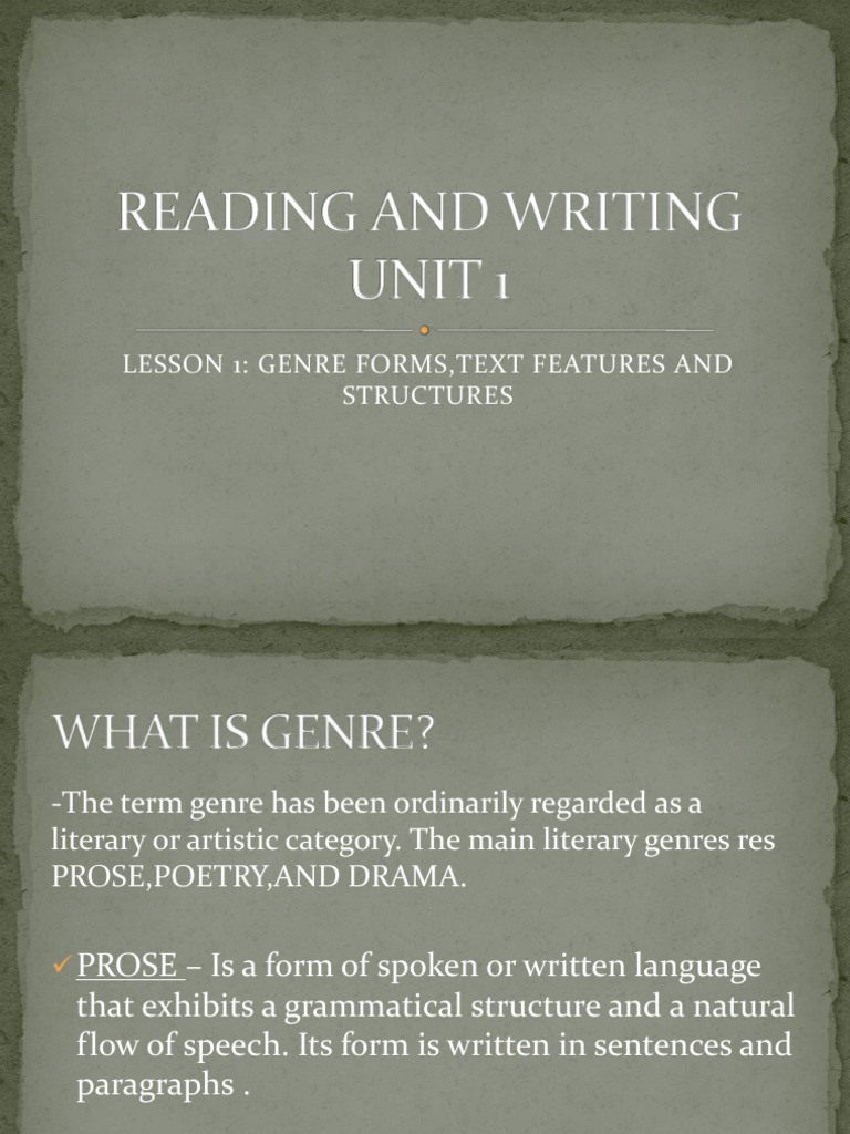 Lesson 1 | PDF | Prose | Poetry