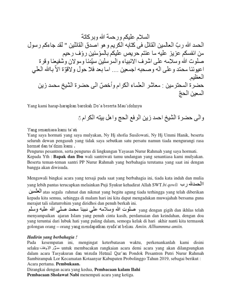 Teks MC Wisuda 2019 | PDF