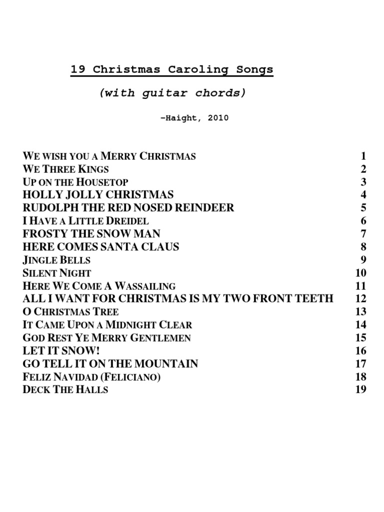 19 Christmas Caroling Songs With Easy Guitar Chords 2010 | PDF | Santa ...