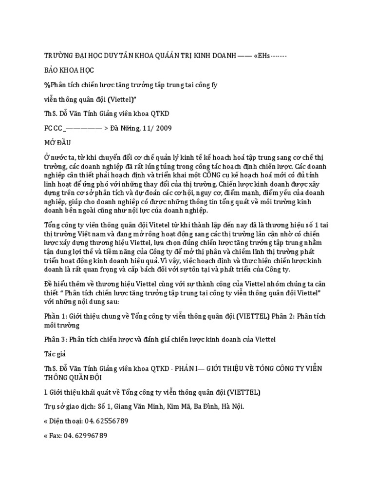 (123doc) - Phan-Tich-Swot-Cua-Viettel-Đã Chuyển Đổi | PDF