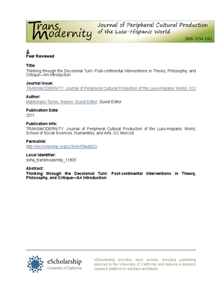 2011 Maldonado-Torres, Nelson Thinking Through The Decolonial Turn ...