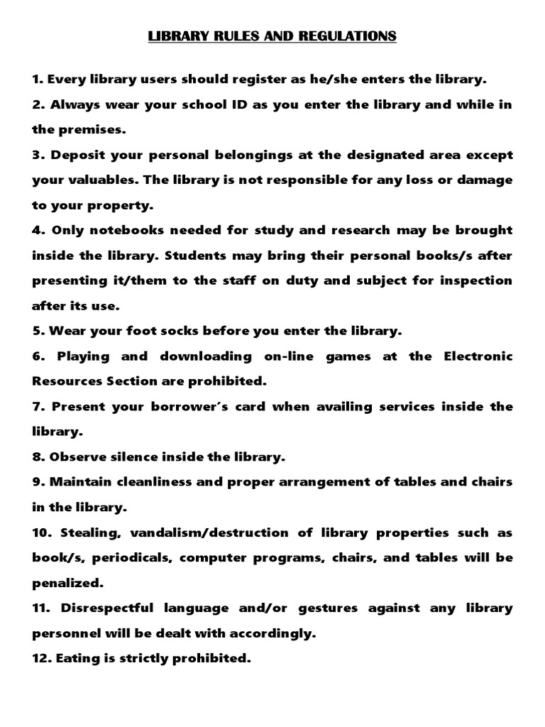 Library Rules Regulations | PDF | Home & Garden