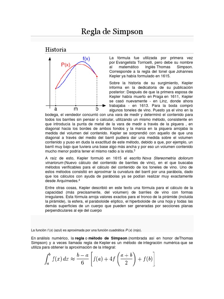 Regla de Simpson | PDF | Análisis numérico | Conceptos matemáticos