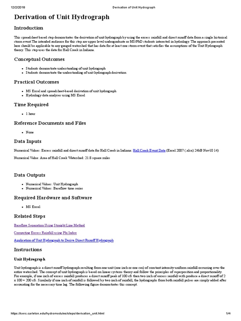 Derivation of Unit Hydrograph PDF | PDF | Teaching Mathematics | Science