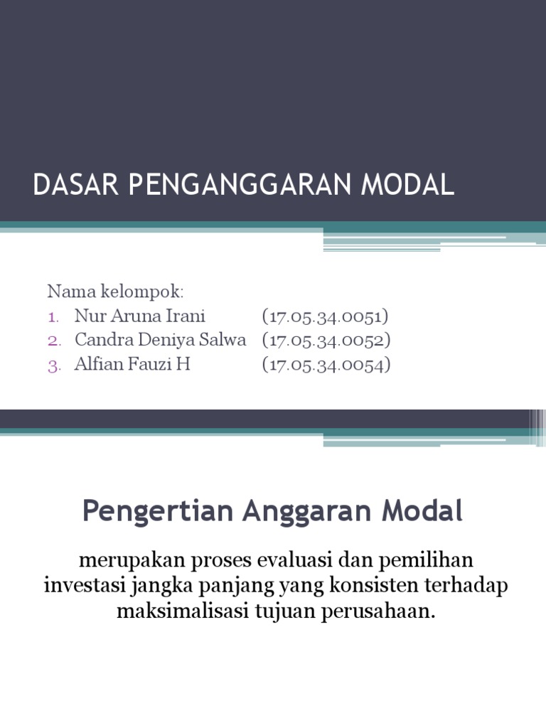 Dasar Penganggaran Modal | PDF