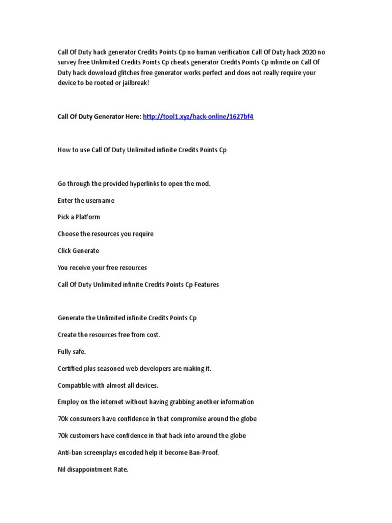 Call Of Duty Hack Generator Credits Points Cp No Human Verification