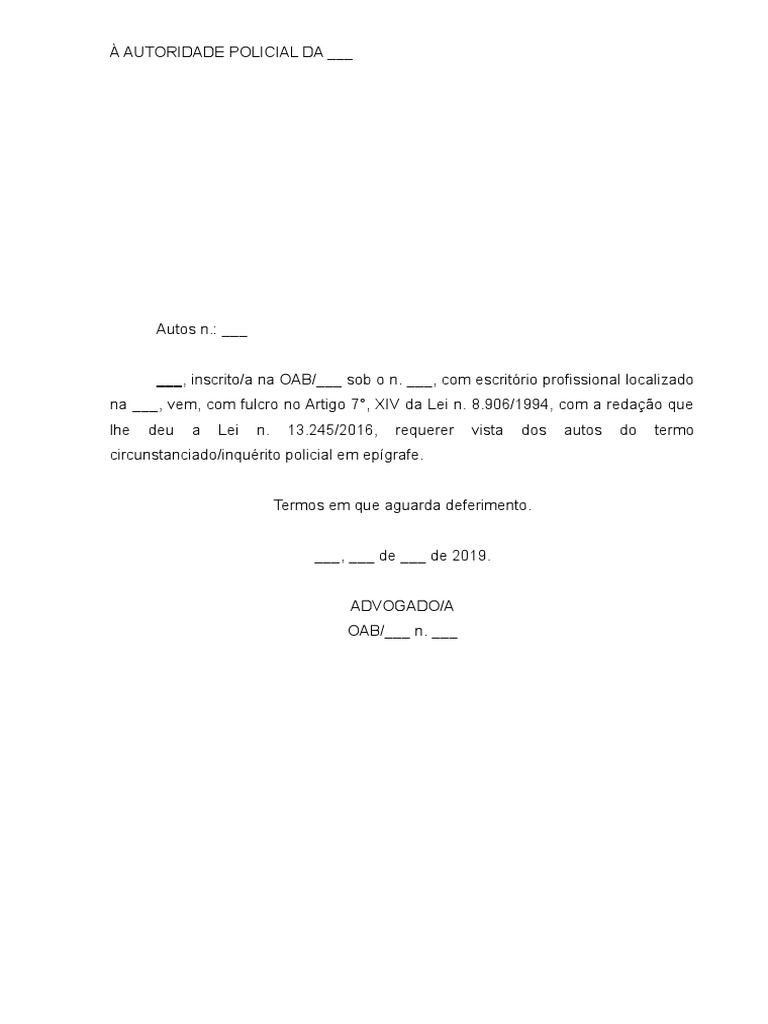 Modelo de Requerimento de Vista Do Inquérito Policial | PDF
