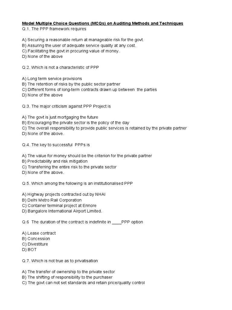 MCQ On Auditing | Download Free PDF | Internal Control | Financial Audit