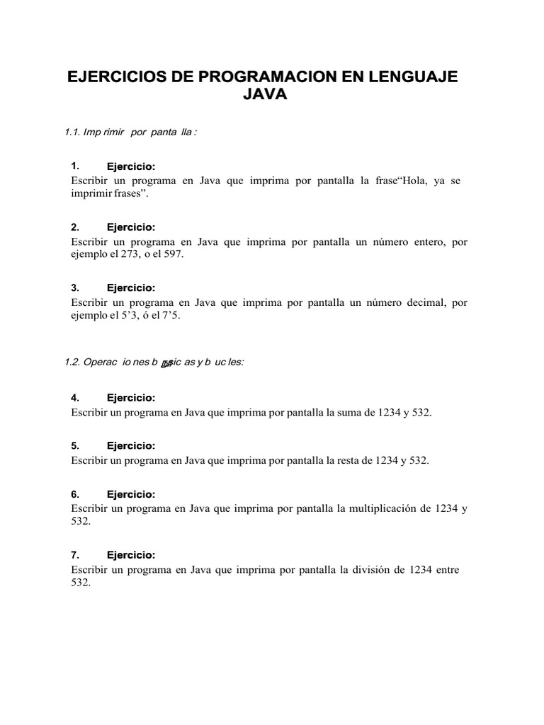 Ejercicios de Programacion en Java PDF | PDF | Celsius | Programa de ...