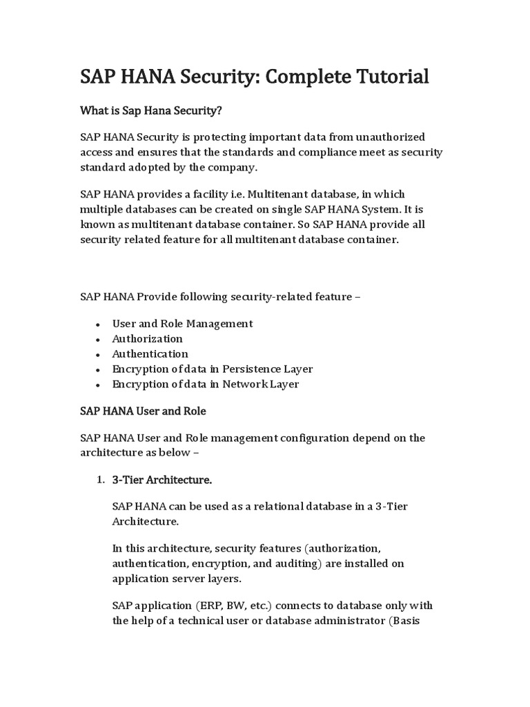 HANA Security | PDF | Databases | Sap Se