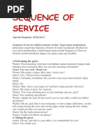 Sequence of Table Service (Script) | PDF | Waiting Staff | Hospitality ...