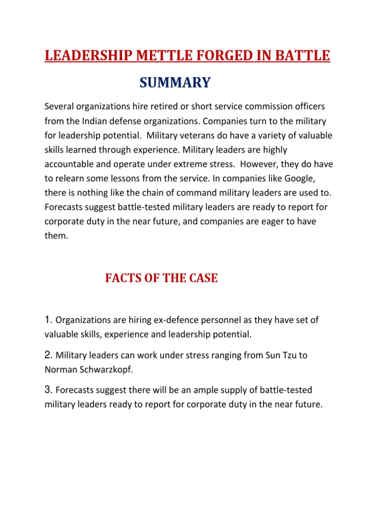 Military Leadership in Corporate Roles | PDF | Leadership | Action ...