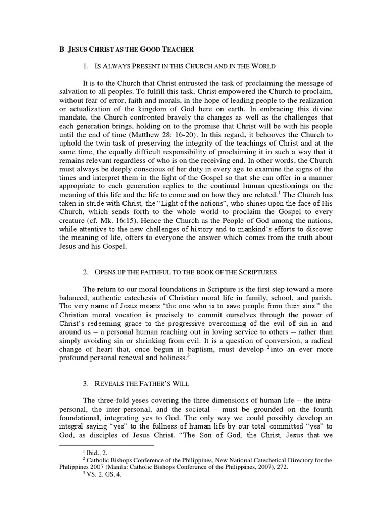 UNIT I LESSON B Jesus Christ As The Good Teacher | PDF | God The Father ...