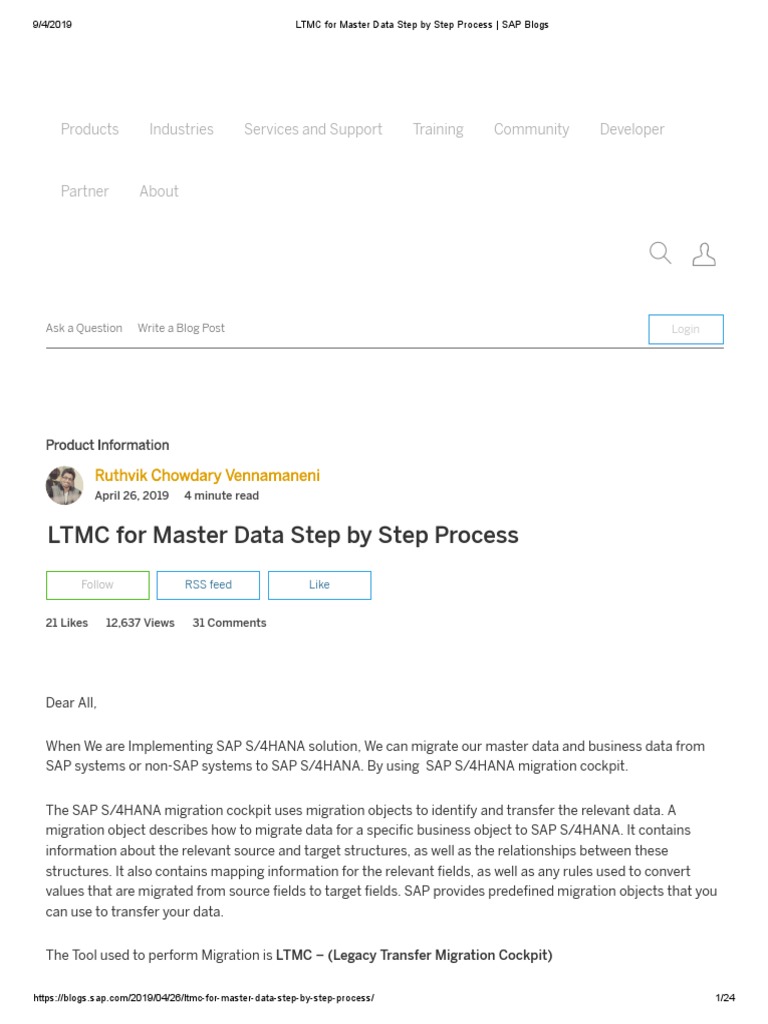 LTMC For Master Data Step by Step Process - SAP Blogs | PDF | Microsoft ...