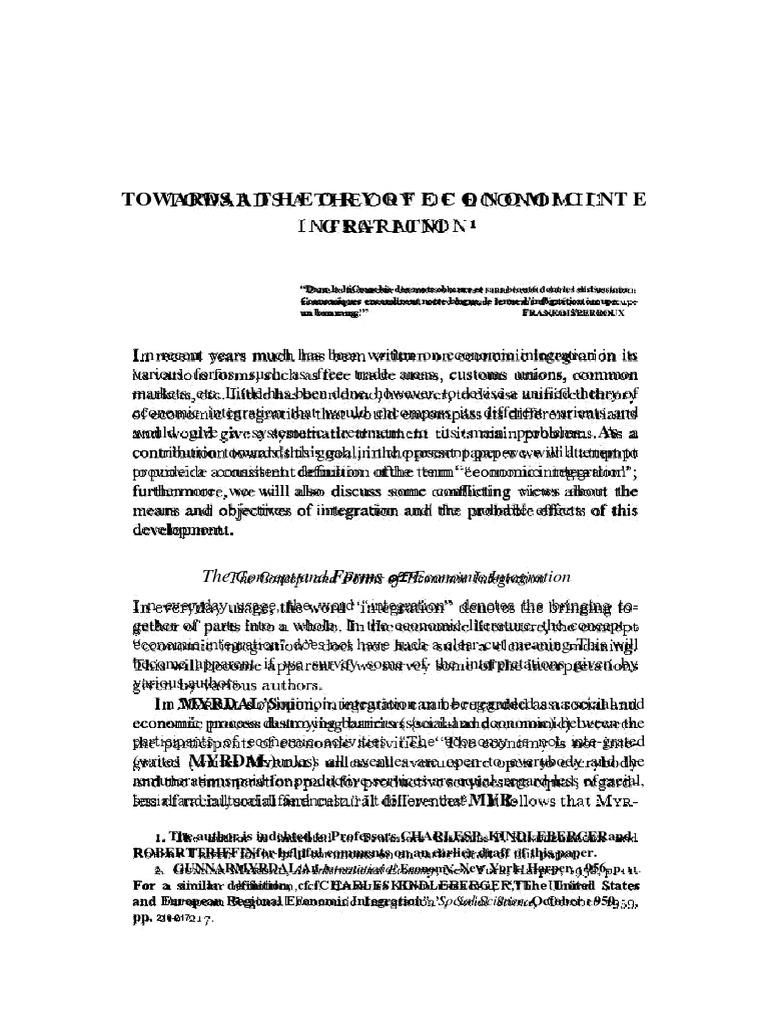 BALASSA, B. (1961), Towards A Theory of Economic Integration | PDF ...