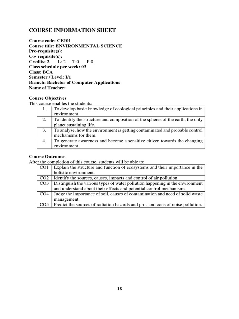 Environmental Science Syllabus | PDF | Waste Management | Municipal ...