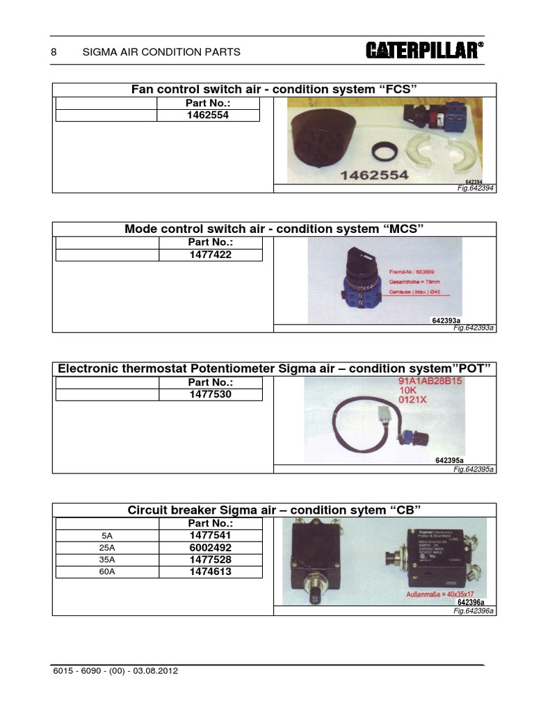 Sigma Air Conditioner Parts List | PDF | Thermostat | Engineering ...