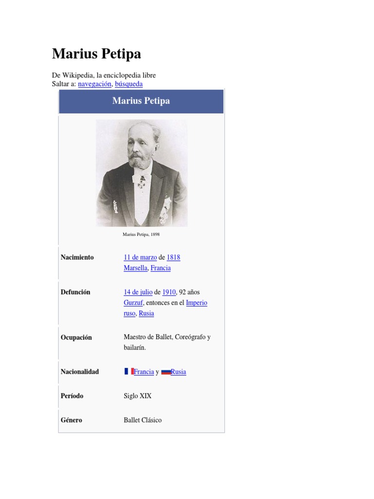 Marius Petipa | PDF | Ballet | Las artes escénicas