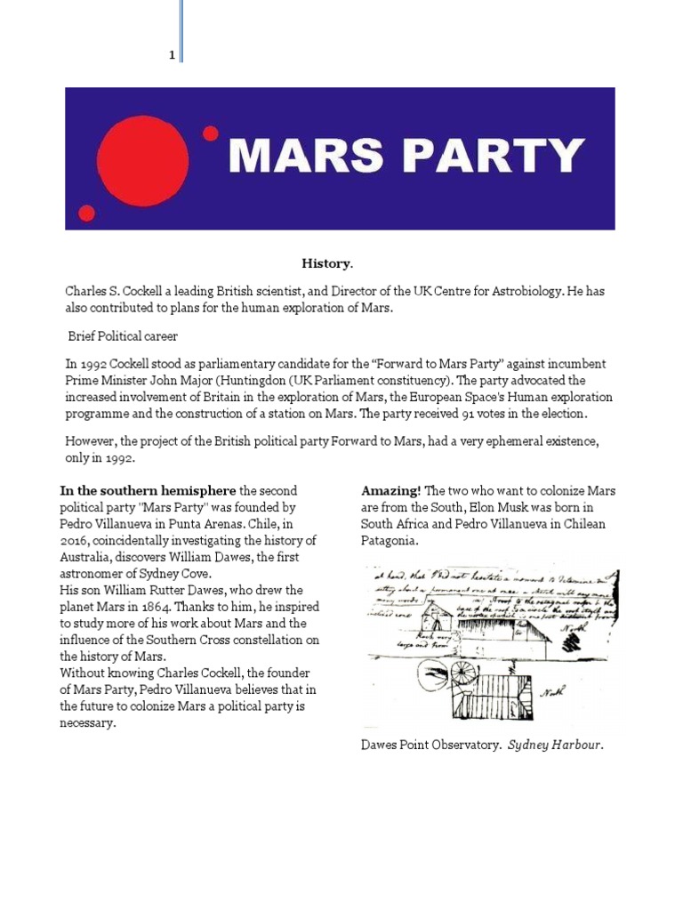 Political Party A Platform For The Planet Mars A Little History | PDF ...