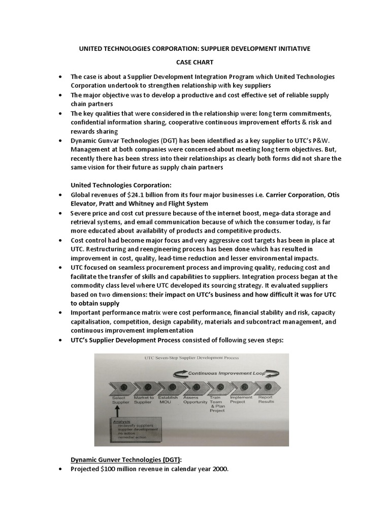 Utc Case Summary | Download Free PDF | Procurement | Supply Chain