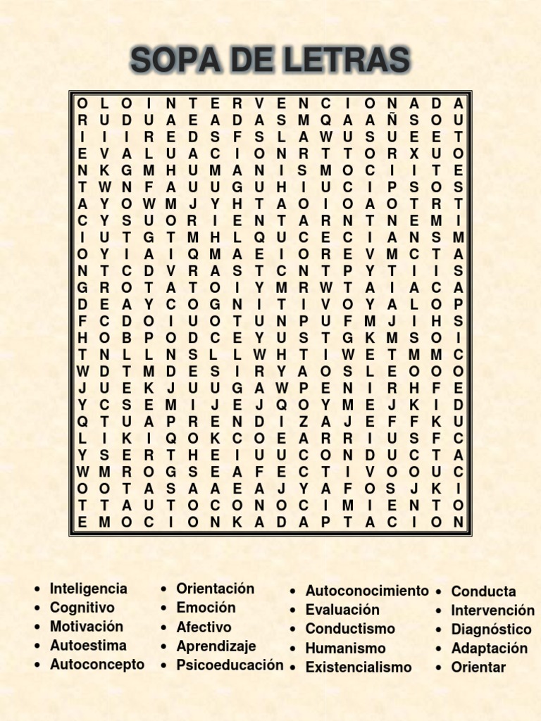 Sopa de Letras | PDF | Evaluación neuropsicológica | Epistemología