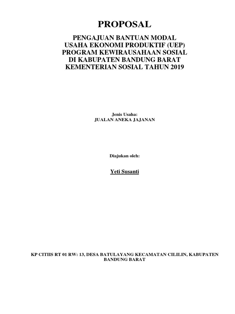 Proposal Uep | PDF | Pengelolaan Keuangan & Uang