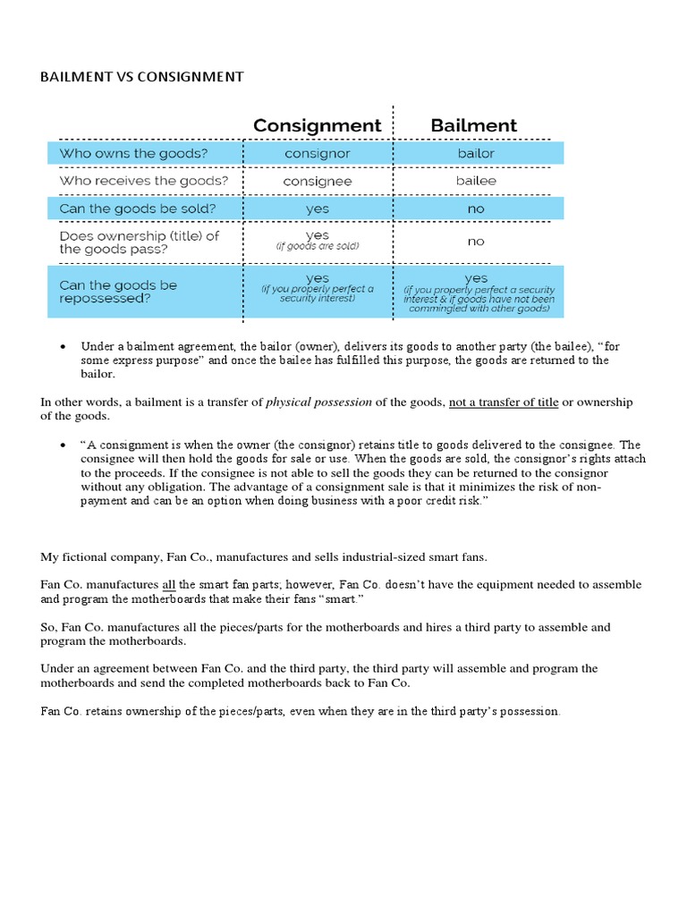 Bailment Vs Consignment | PDF