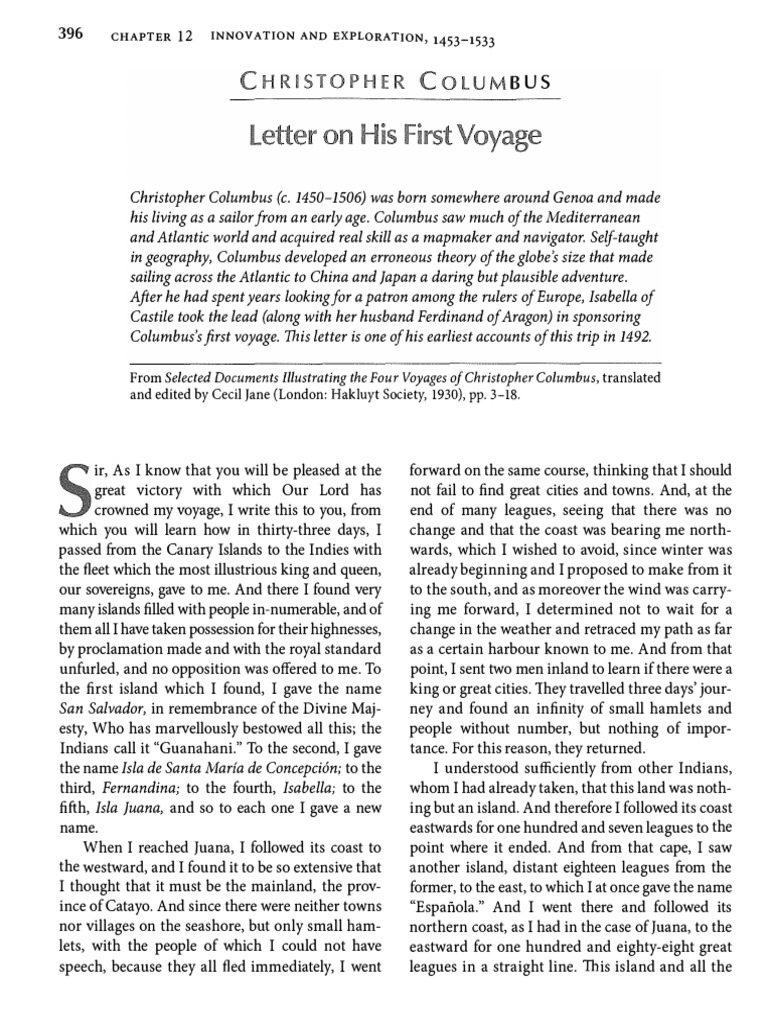 Columbus's 1492 Letter of Discovery | PDF | Voyages Of Christopher ...