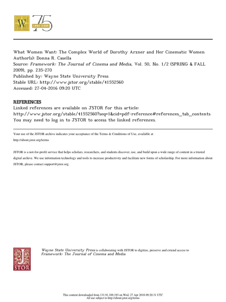 Donna R. Casella - What Women Want - The Films of Dorothy Arzner | PDF ...