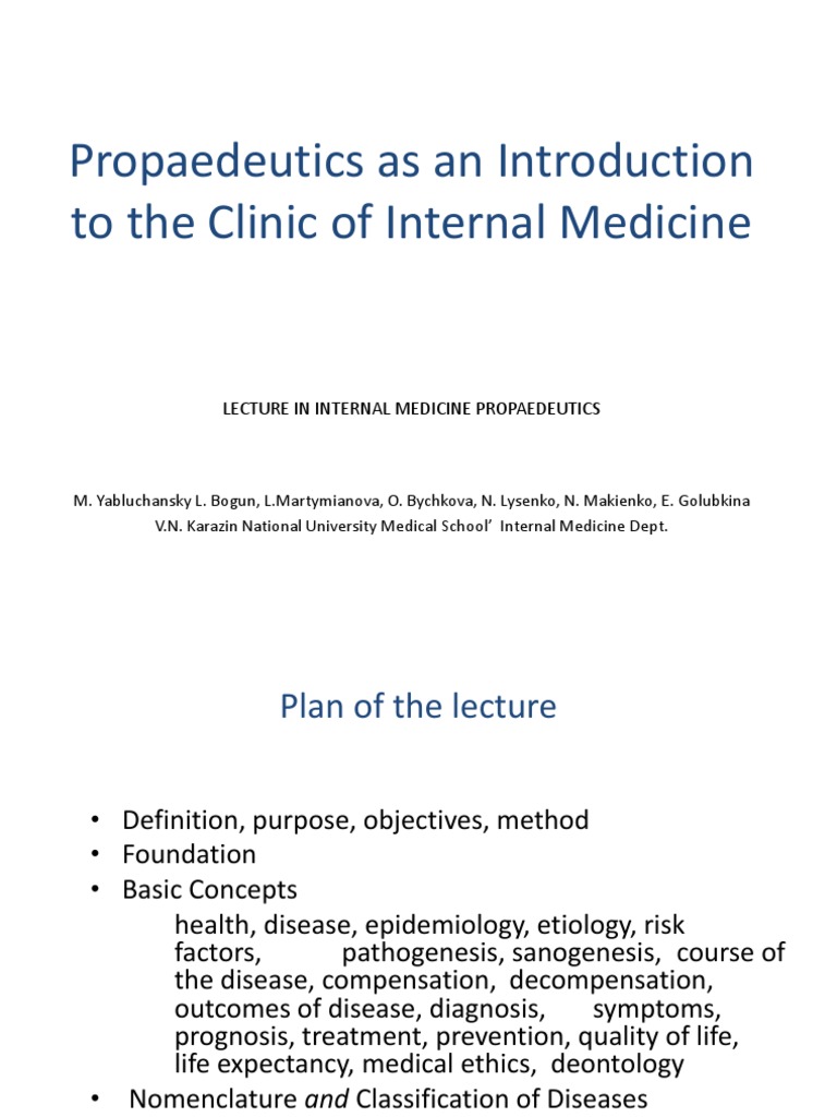 Internal Medicine Propaedeutics Lecture | PDF | Medical Diagnosis ...