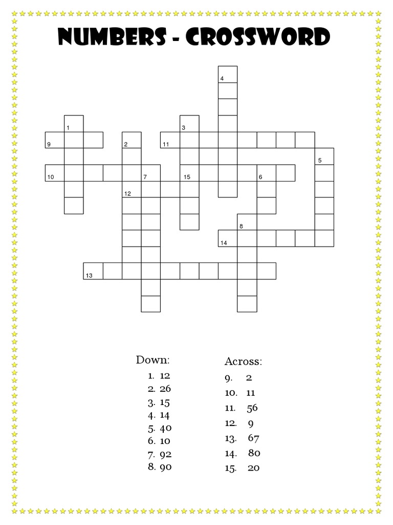 Numbers Crossword 1100 Crosswords Fun Activities Games Writing Creative ...