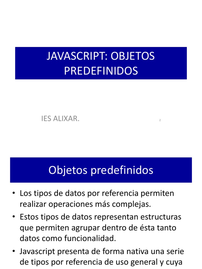 Objetos Predefinidos en JavaScript | PDF | Estructura de datos de matriz | Script Java
