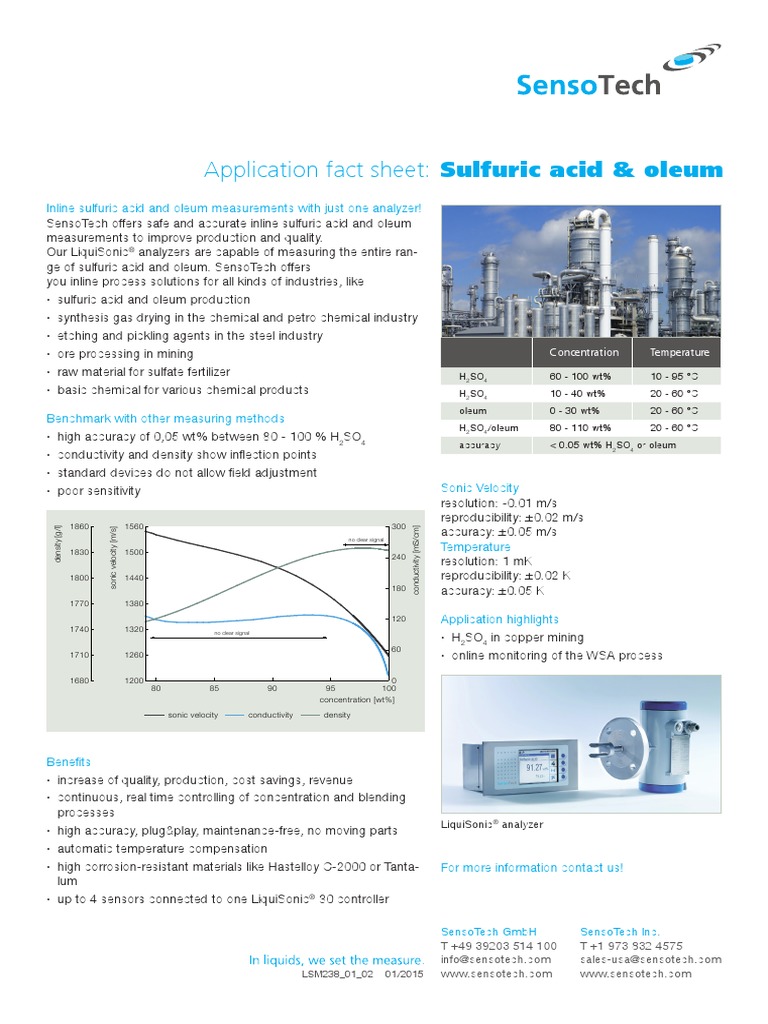 Application Fact Sheet: Sulfuric Acid & Oleum | PDF | Sulfuric Acid ...